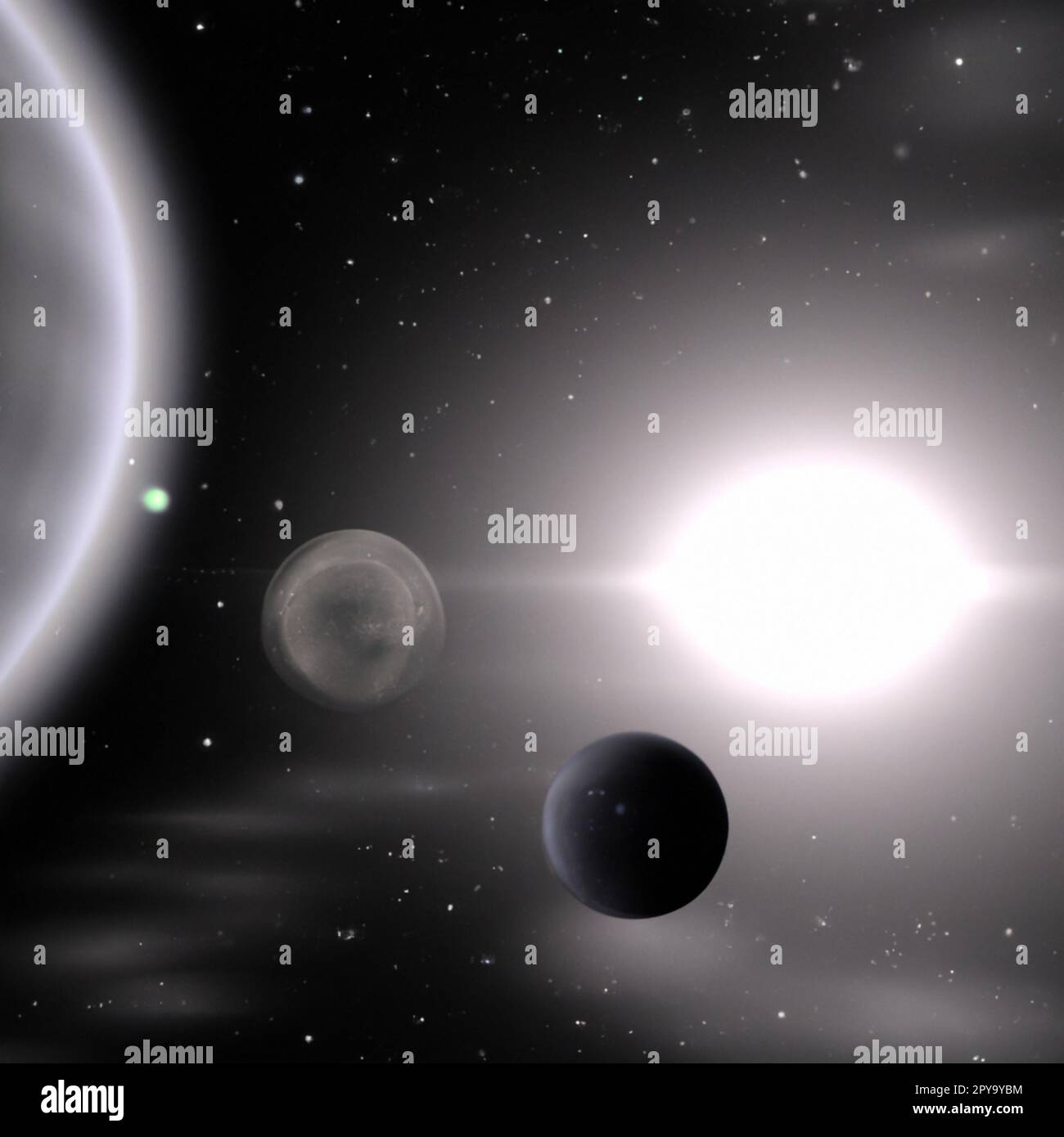 Outer space, Universe. Celestial asteroids, satellites, planets and ...