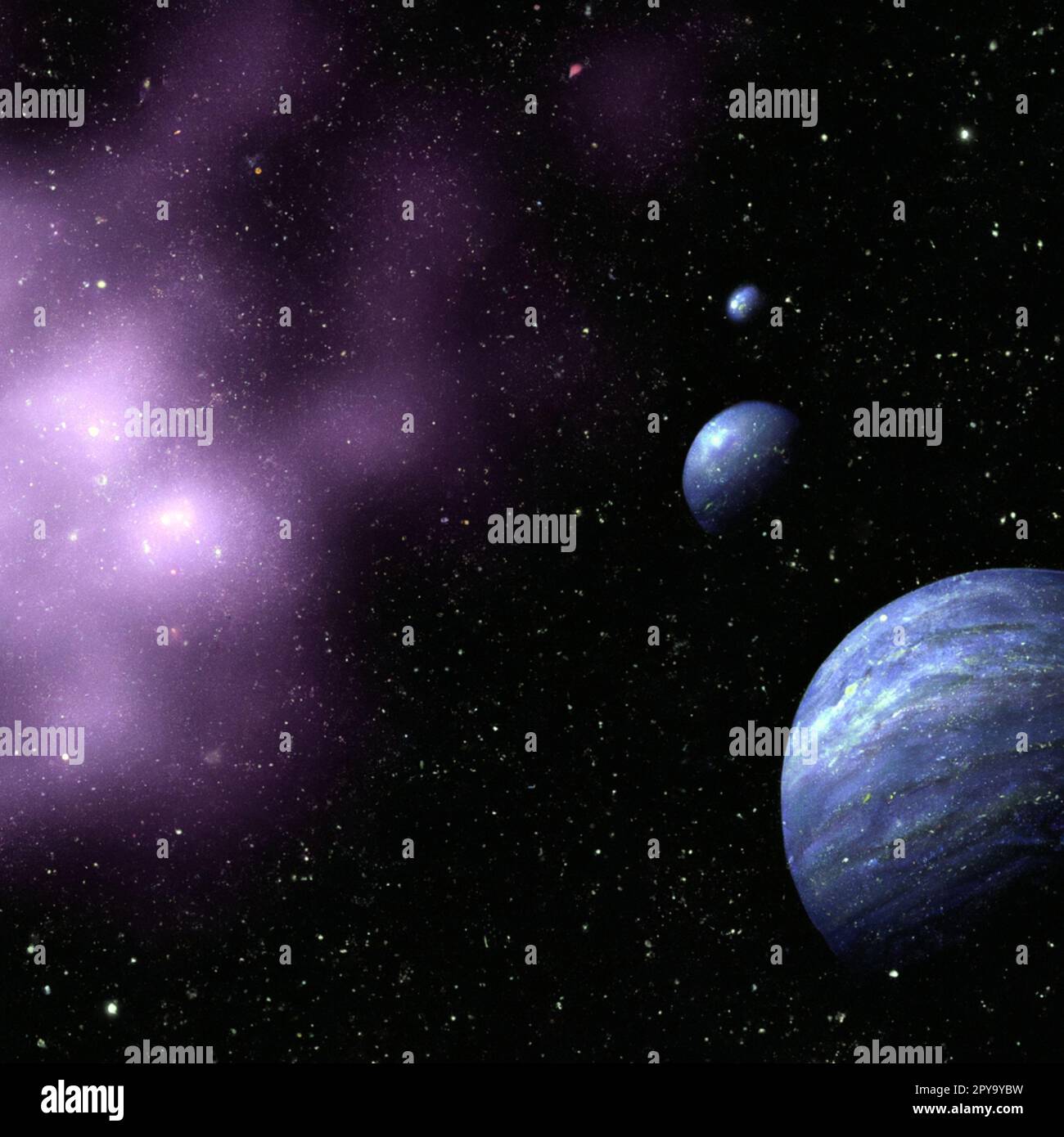 Outer space, Universe. Celestial asteroids, satellites, planets and ...