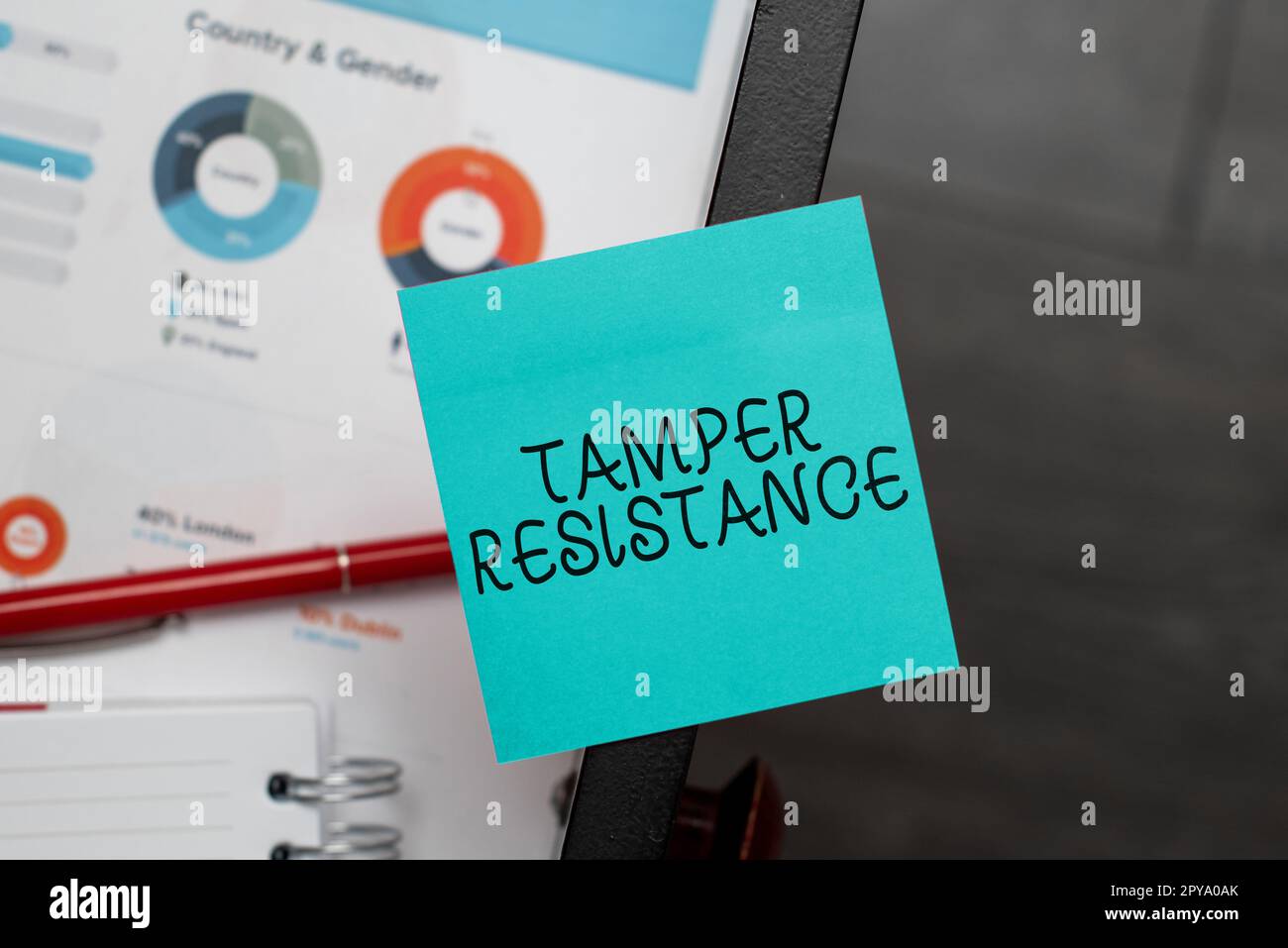 Hand writing sign Tamper Resistance. Word for resilent to physical harm ...
