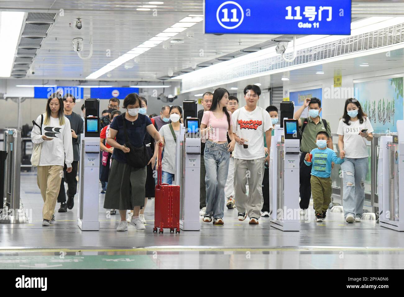 Shenzhen, China's Guangdong Province. 3rd May, 2023. Travelers depart for Hong Kong at Luohu ...