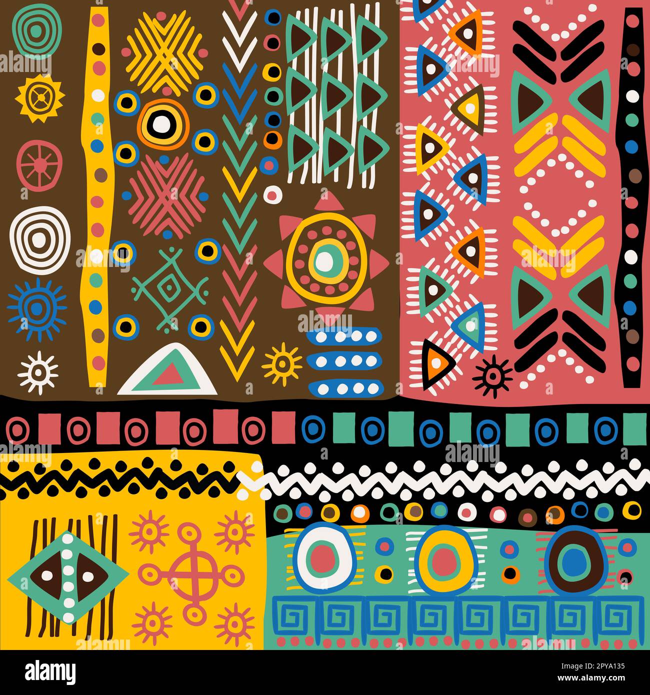 African pattern with tribal symbols and ancient ethnic signs Stock ...
