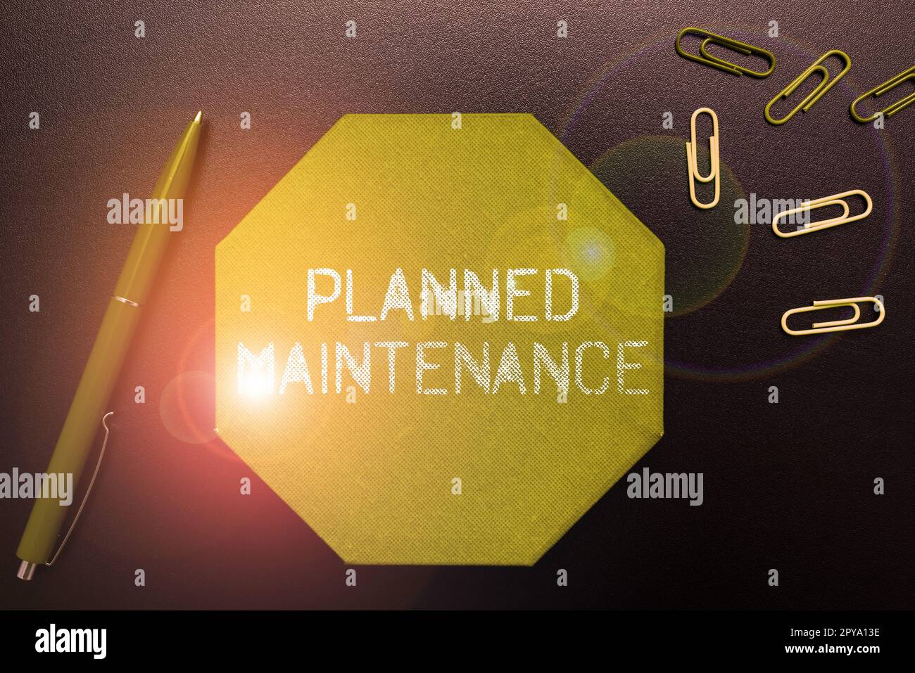 Hand writing sign Planned Maintenance. Internet Concept Check ups to be ...