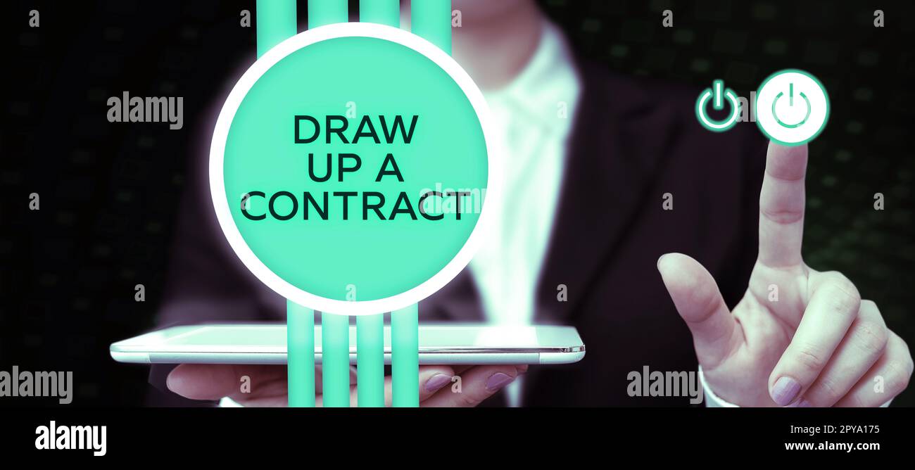 Hand writing sign Draw Up A Contract. Business showcase write a ...