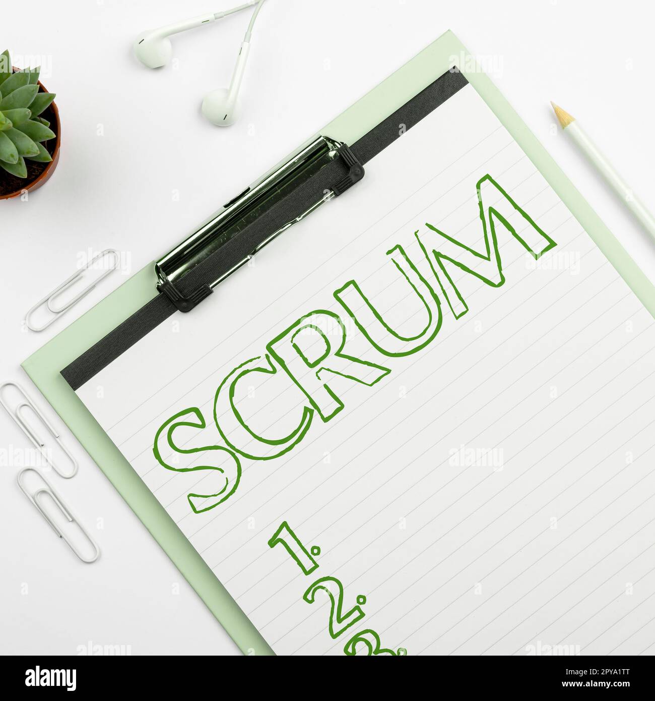 Text sign showing Scrum. Word for handwriting as distinct from print ...