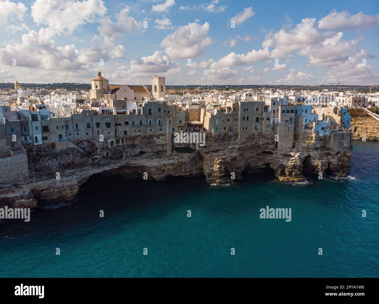 Aerial view of Polignano a Mare old town, a small city along the coast ...
