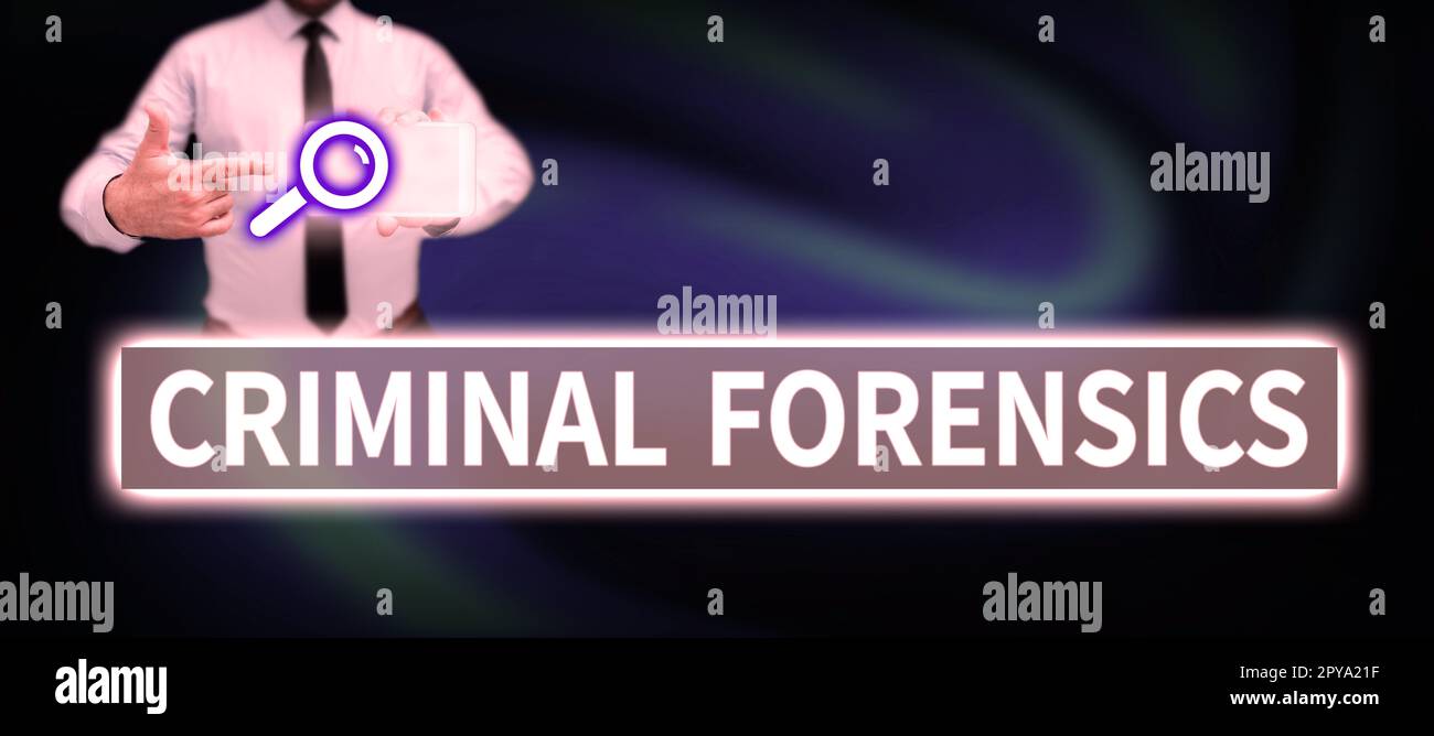 Sign displaying Criminal Forensics. Word Written on Federal Offense ...