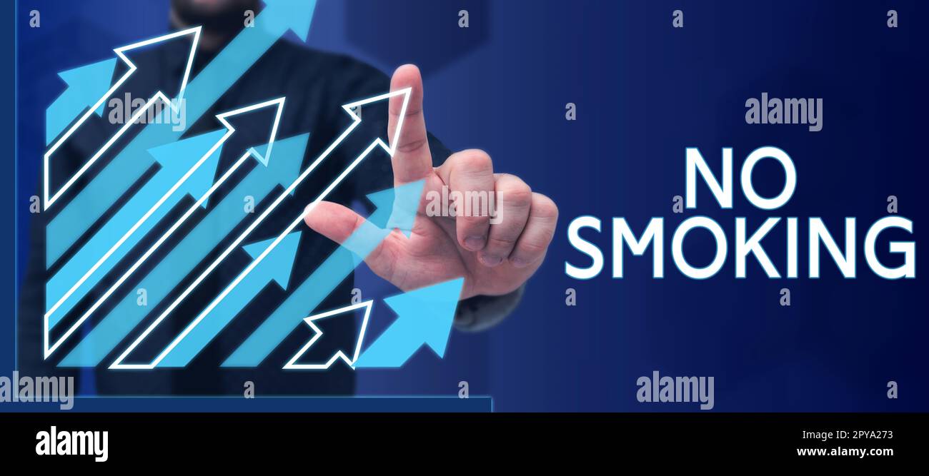 Sign displaying No Smoking. Word for using tobacco is forbiden in this ...