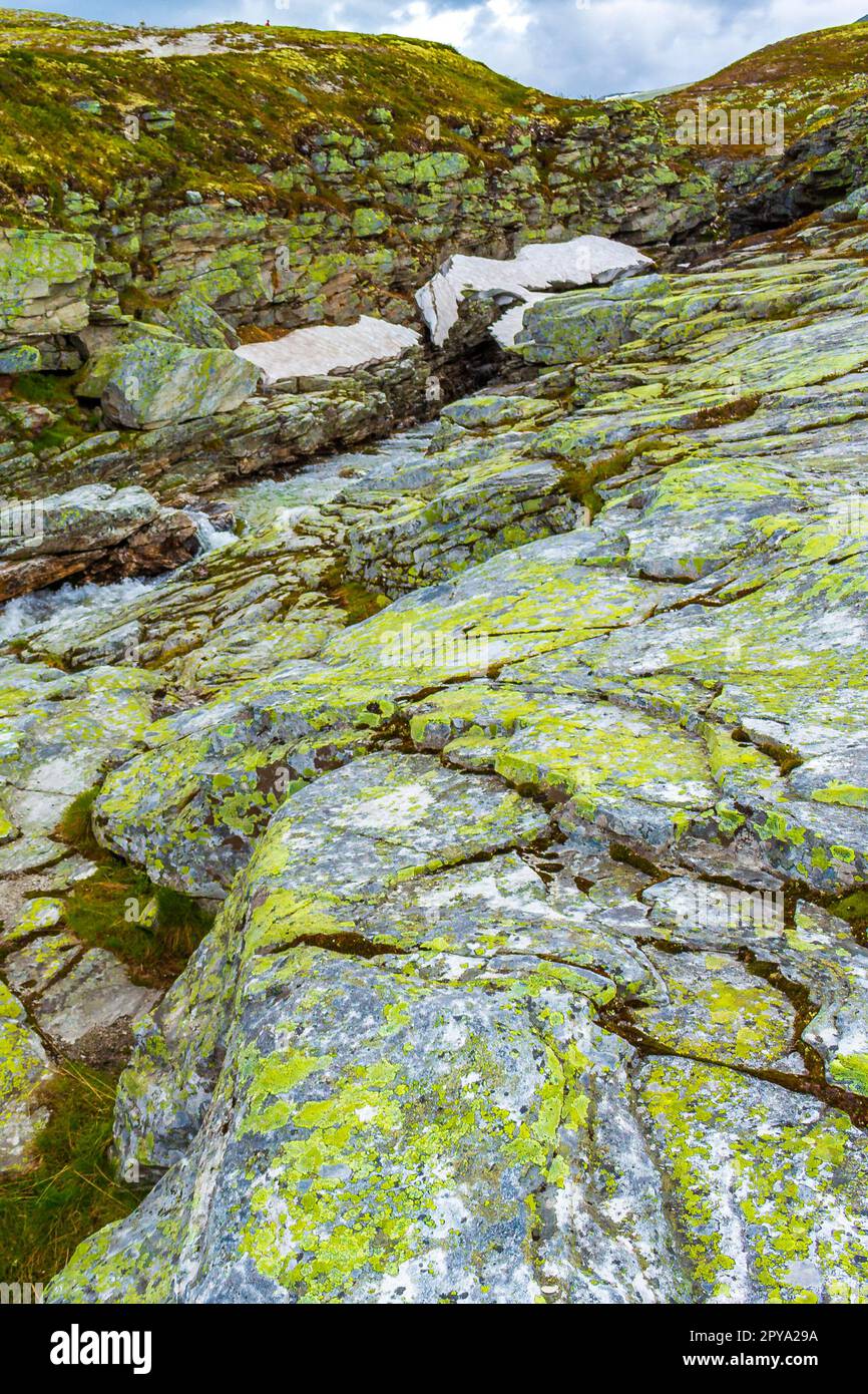 Gorge rocks cliff and waterfall river Rondane National Park Norway ...