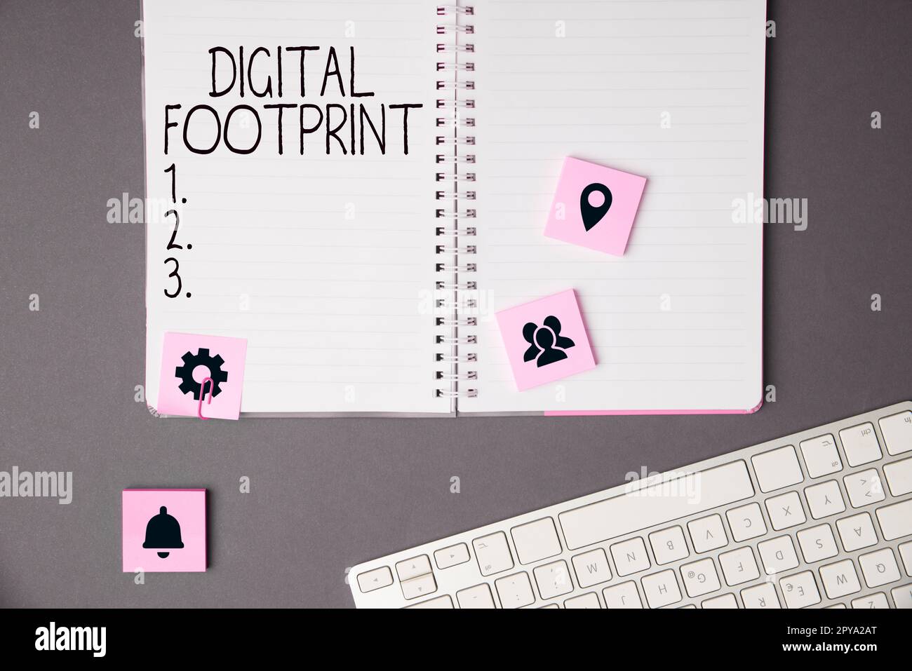 Text sign showing Digital Footprint. Word for uses digital technology ...