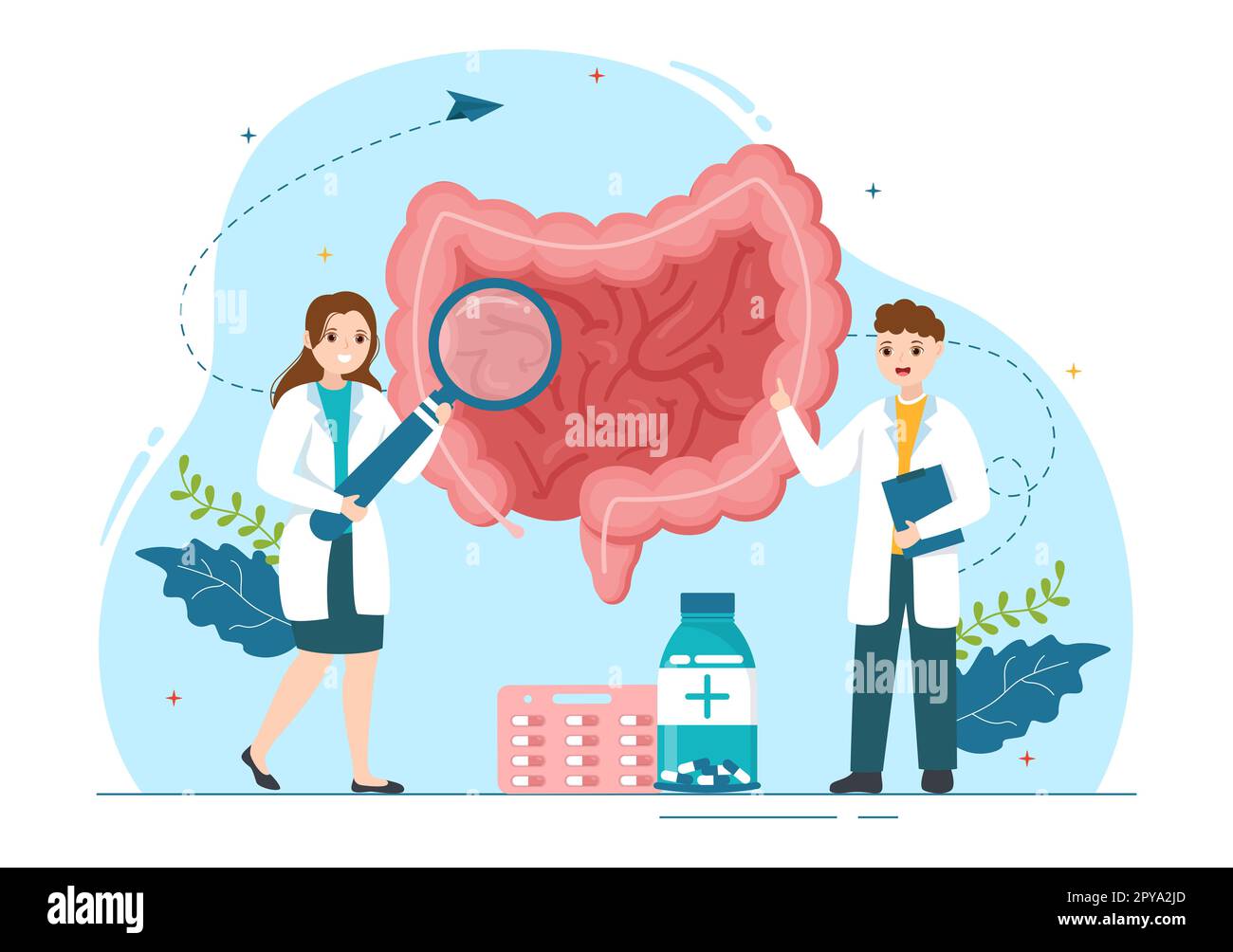 Proctologist or Colonoscopy Illustration with a Doctor Examines of the ...