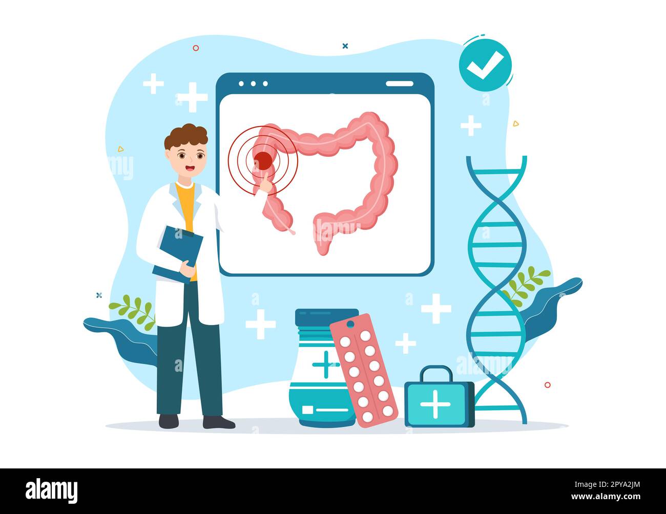 Proctologist or Colonoscopy Illustration with a Doctor Examines of the ...