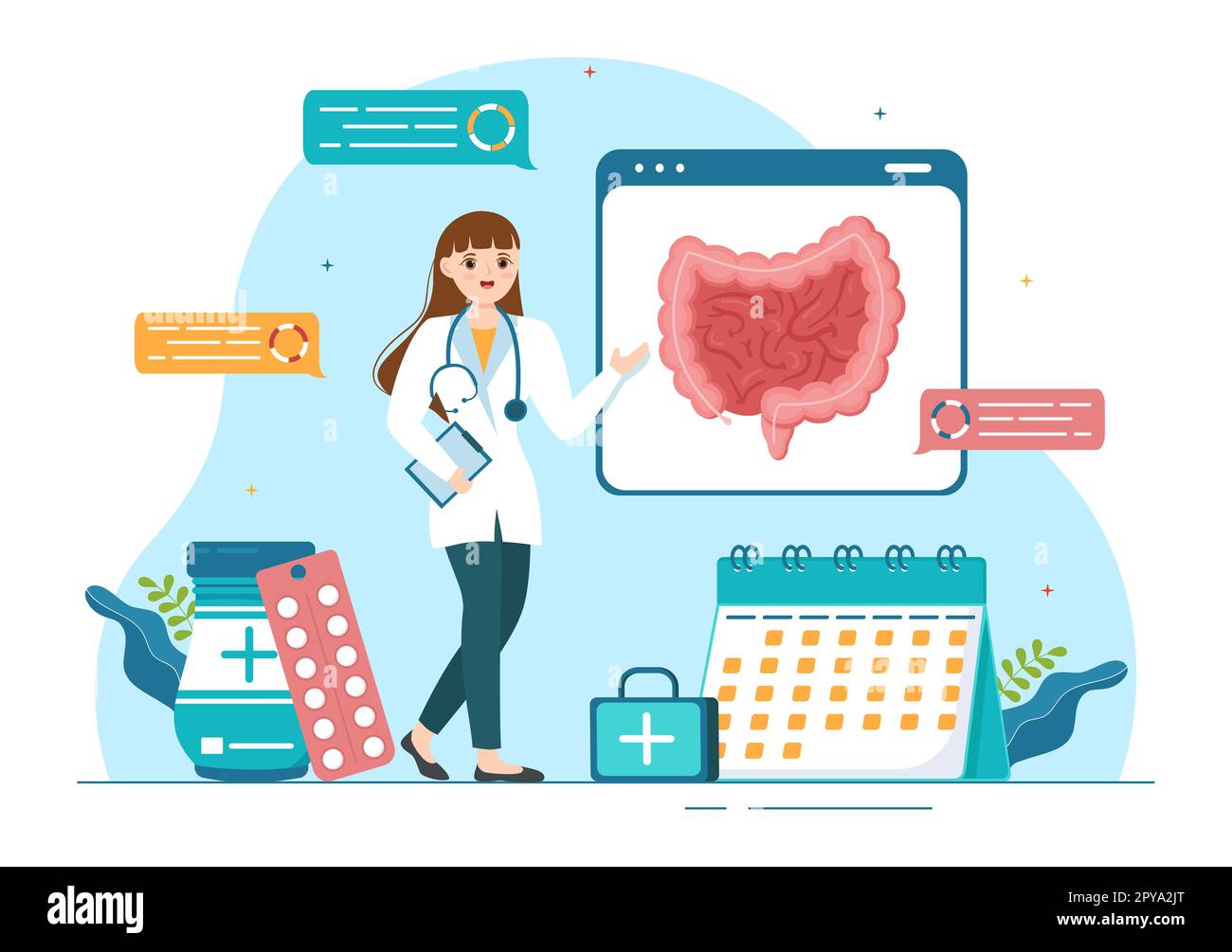 Proctologist or Colonoscopy Illustration with a Doctor Examines of the ...