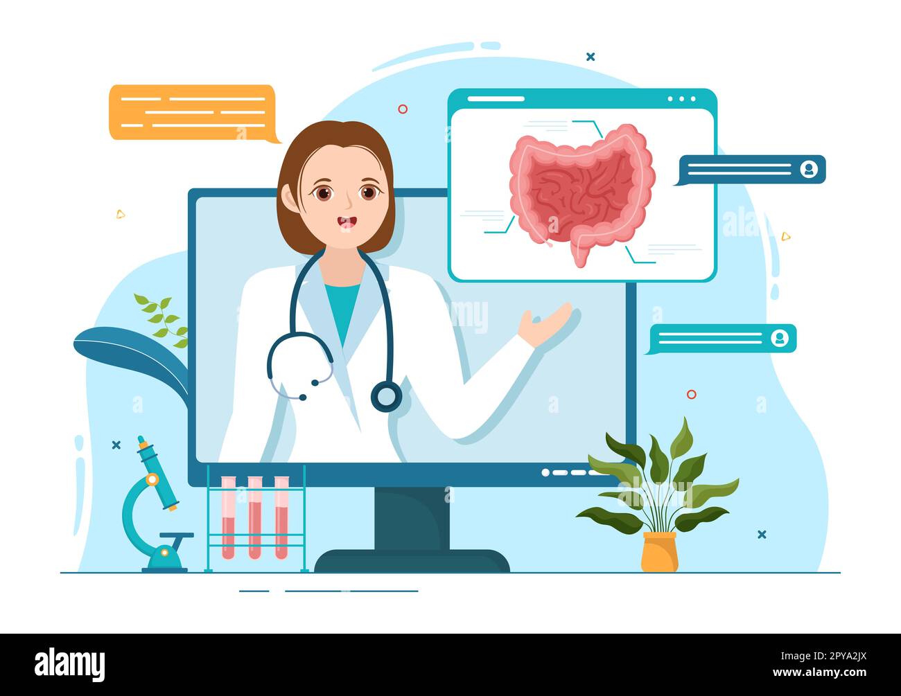 Proctologist or Colonoscopy Illustration with a Doctor Examines of the ...