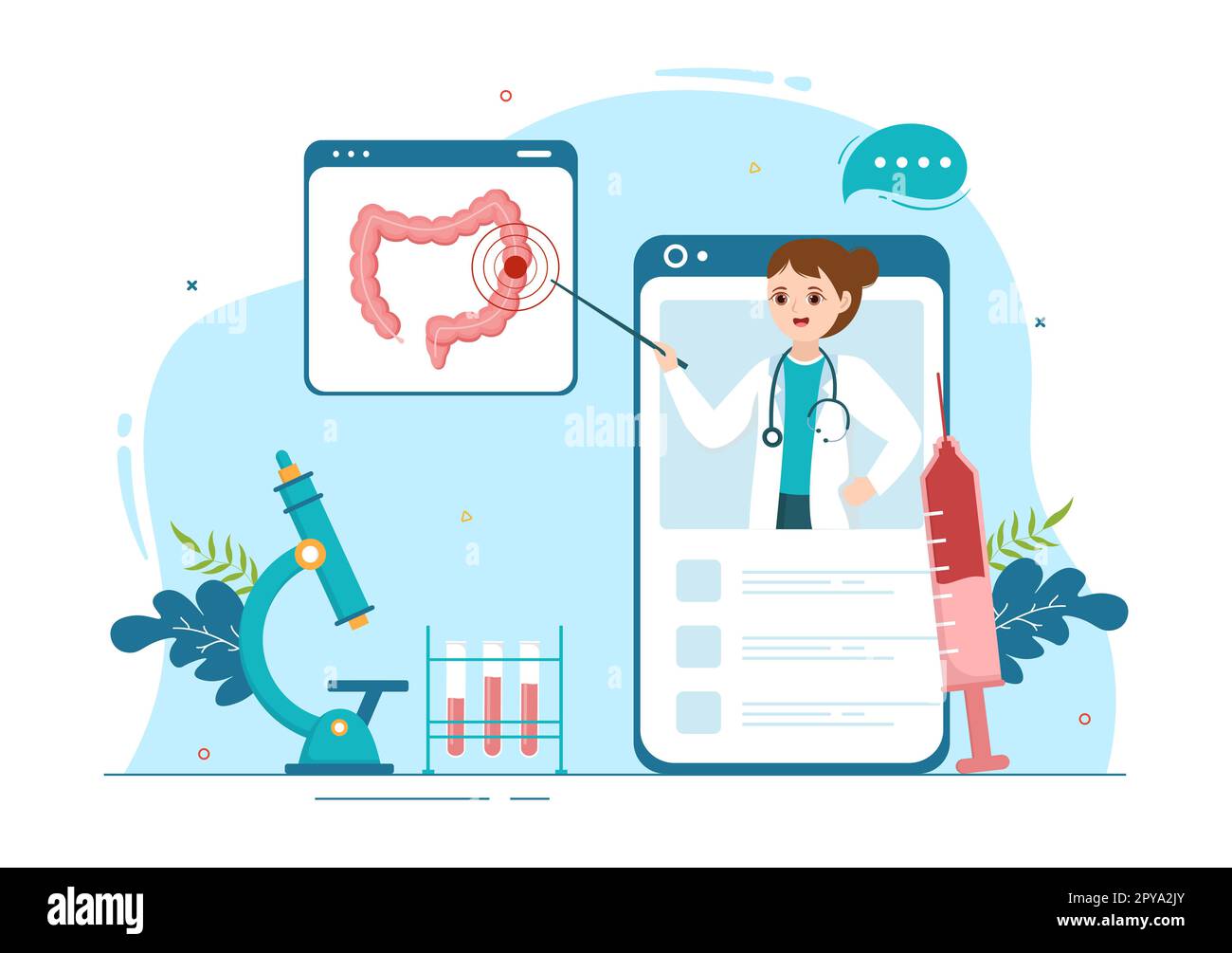 Proctologist or Colonoscopy Illustration with a Doctor Examines of the ...