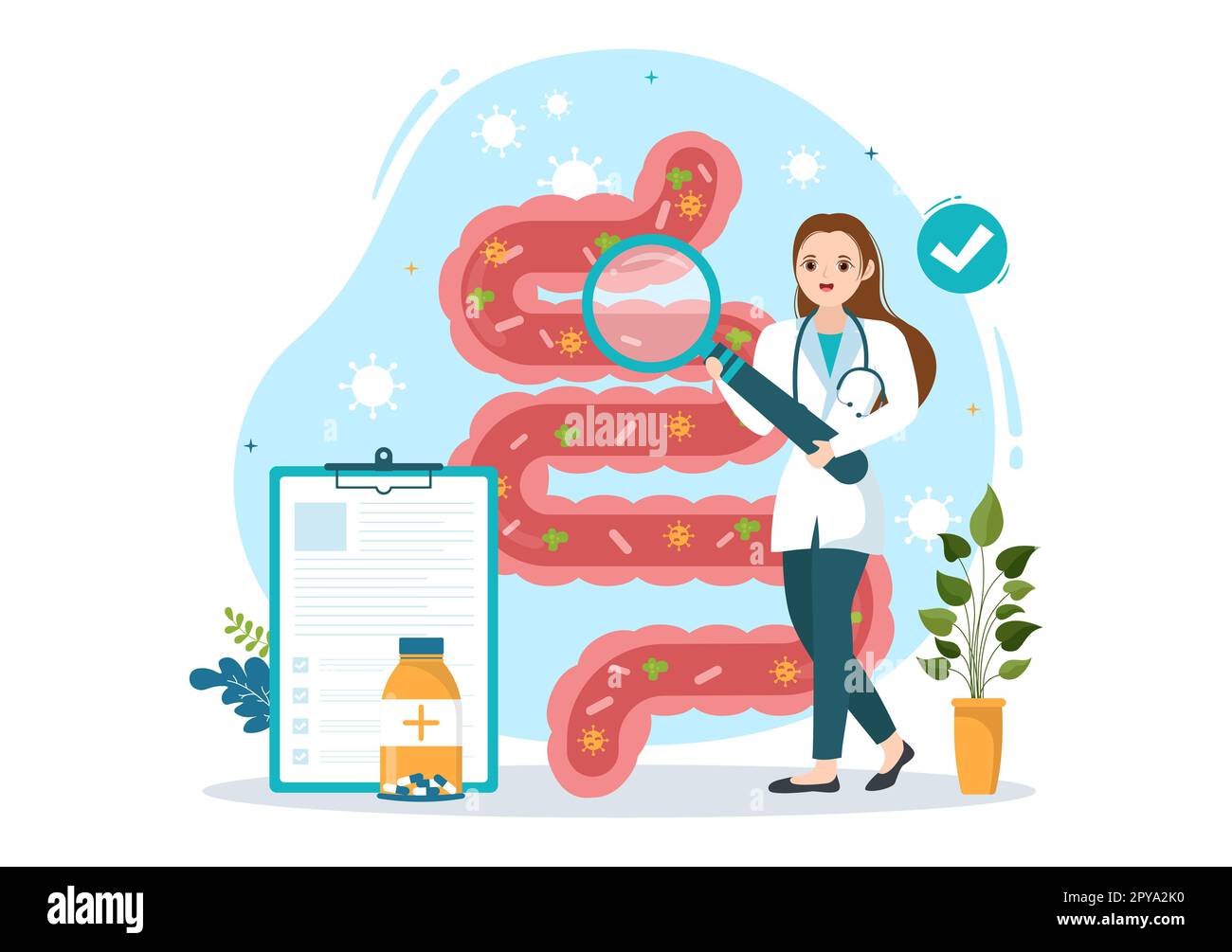 Proctologist or Colonoscopy Illustration with a Doctor Examines of the ...