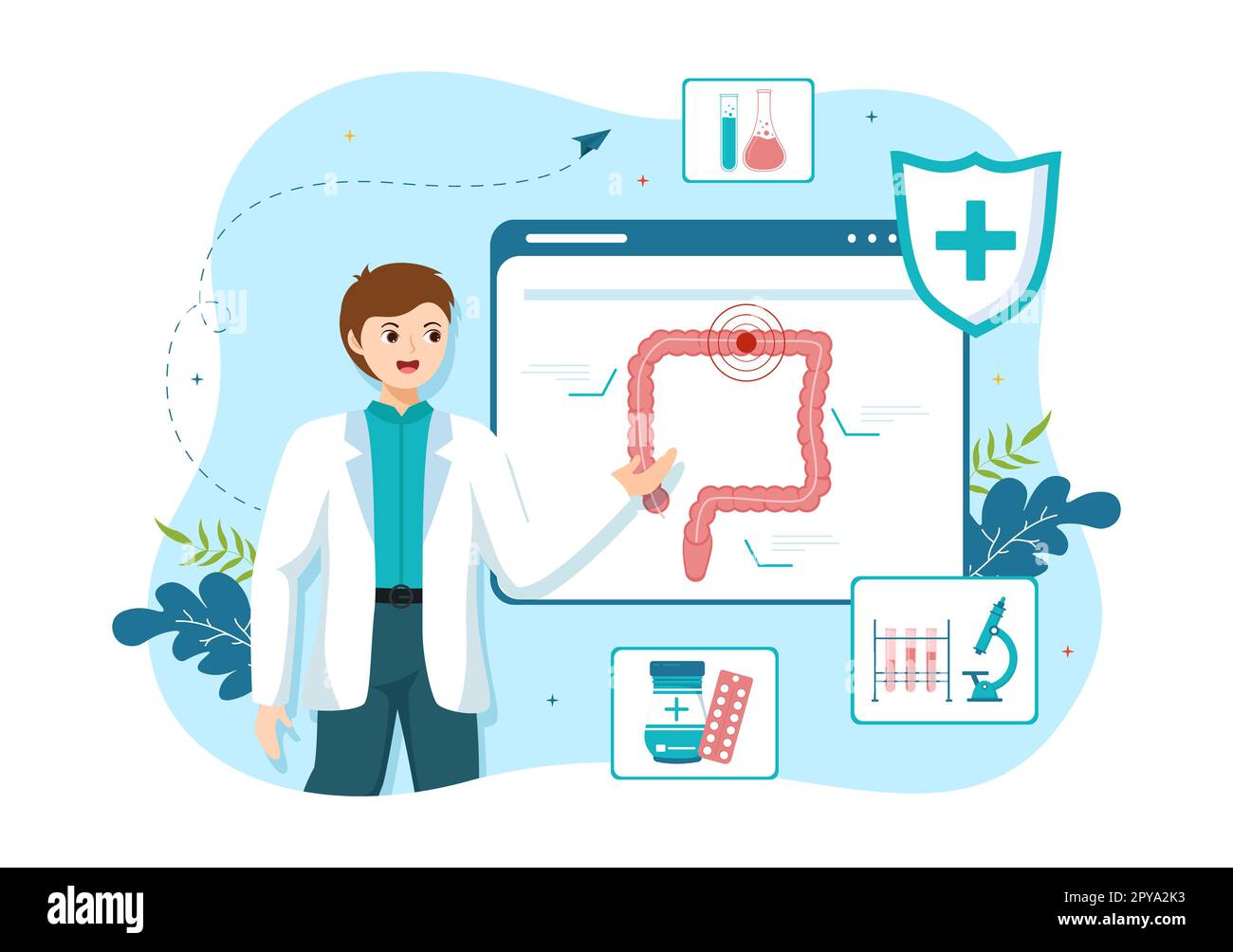 Proctologist or Colonoscopy Illustration with a Doctor Examines of the ...