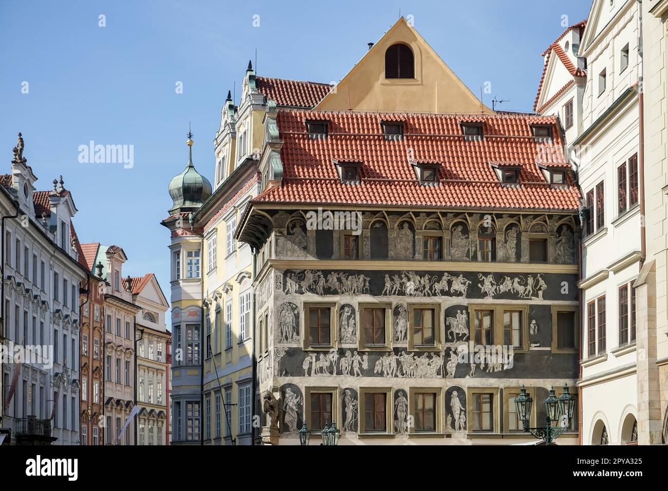 Highly decorated apartment block in Prague Stock Photo - Alamy