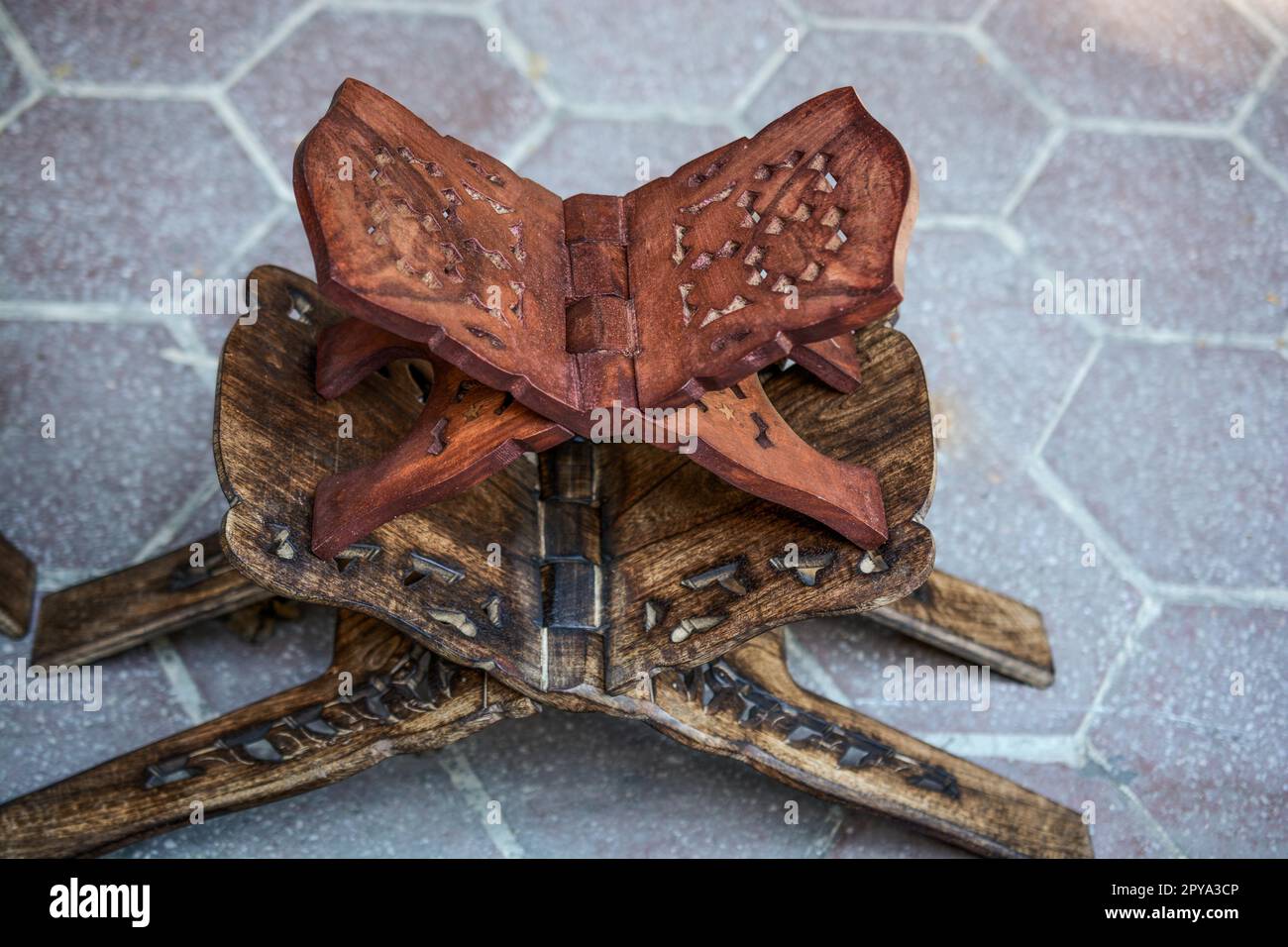 Set of Ottoman Turkish style wooden lecterns Stock Photo - Alamy