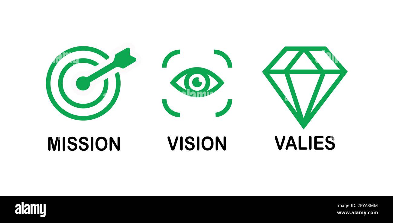 Mission, Vision and Values icon. Organization mission. Success and growth Business concept. flat ...