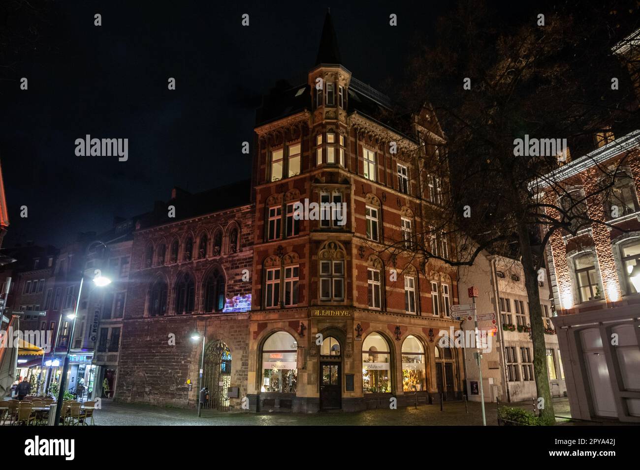 Picture of a typical street of a German city center in Aachen, Germany ...
