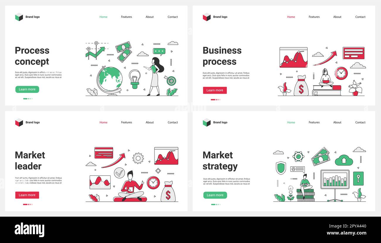 Market strategy and leader solutions, business processes of leadership and entrepreneurship set ...