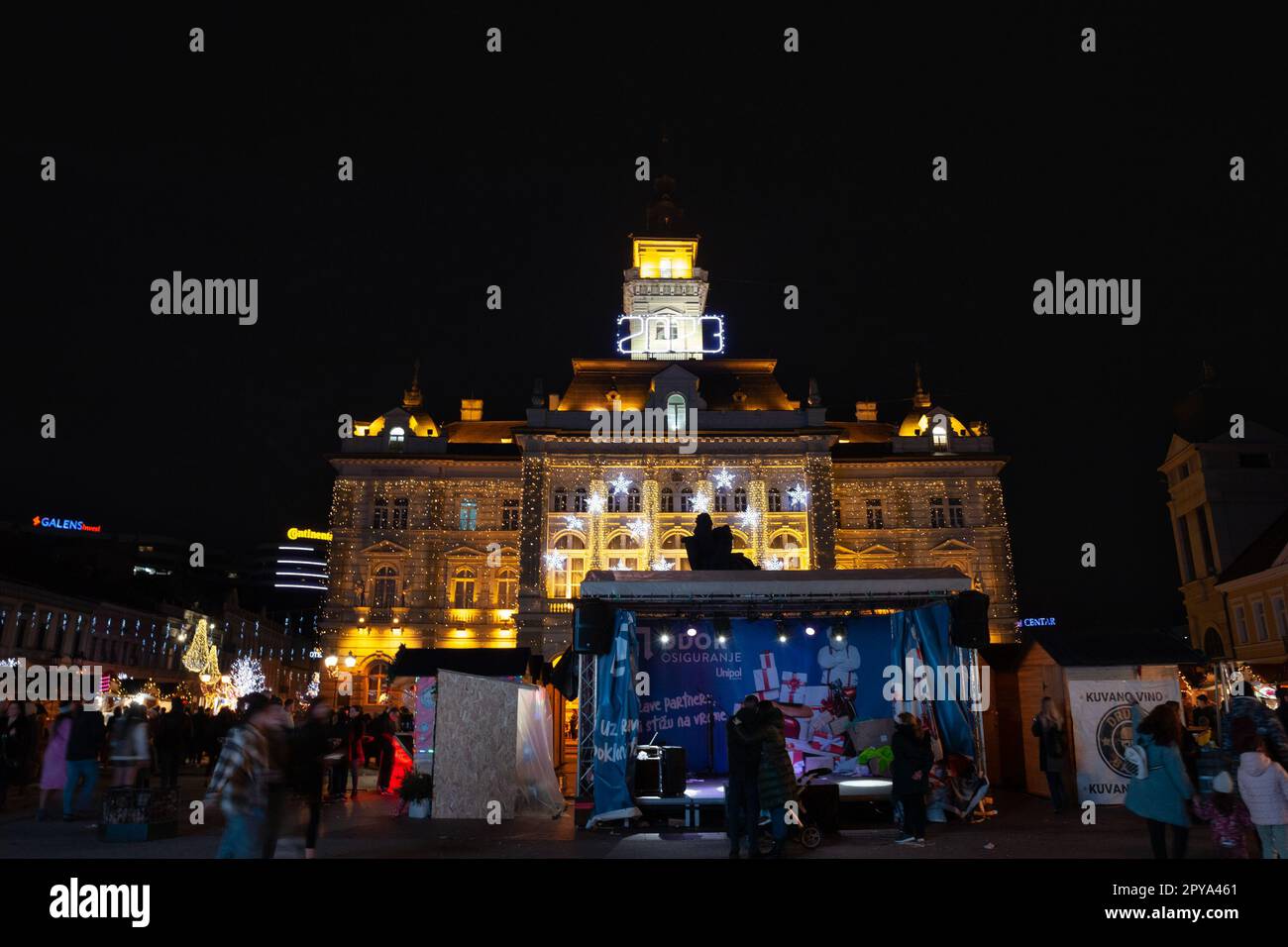Picture of the novi sad christmas market in front of trg slobode square ...