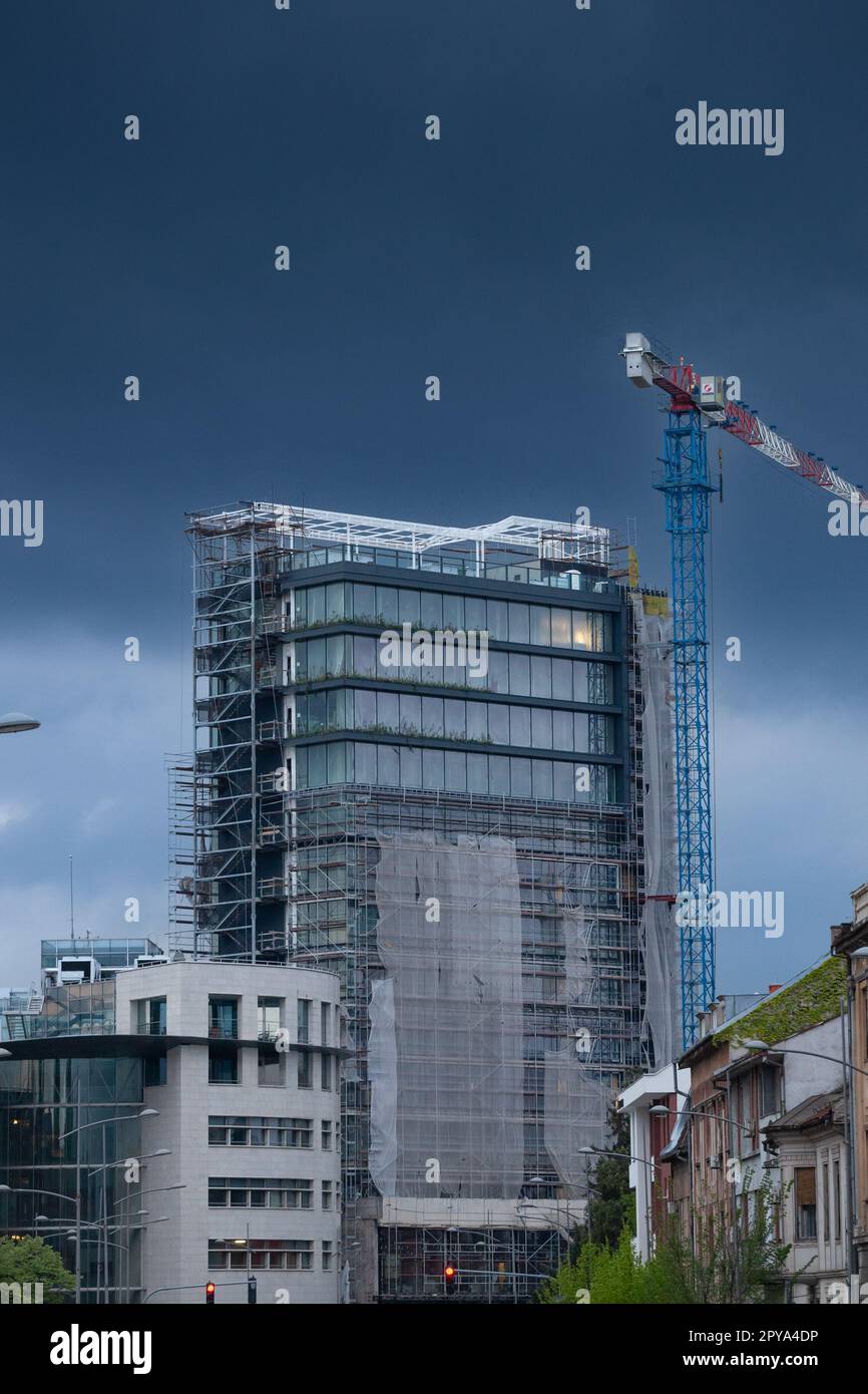 Picture of a European construction site, in an area for office ...