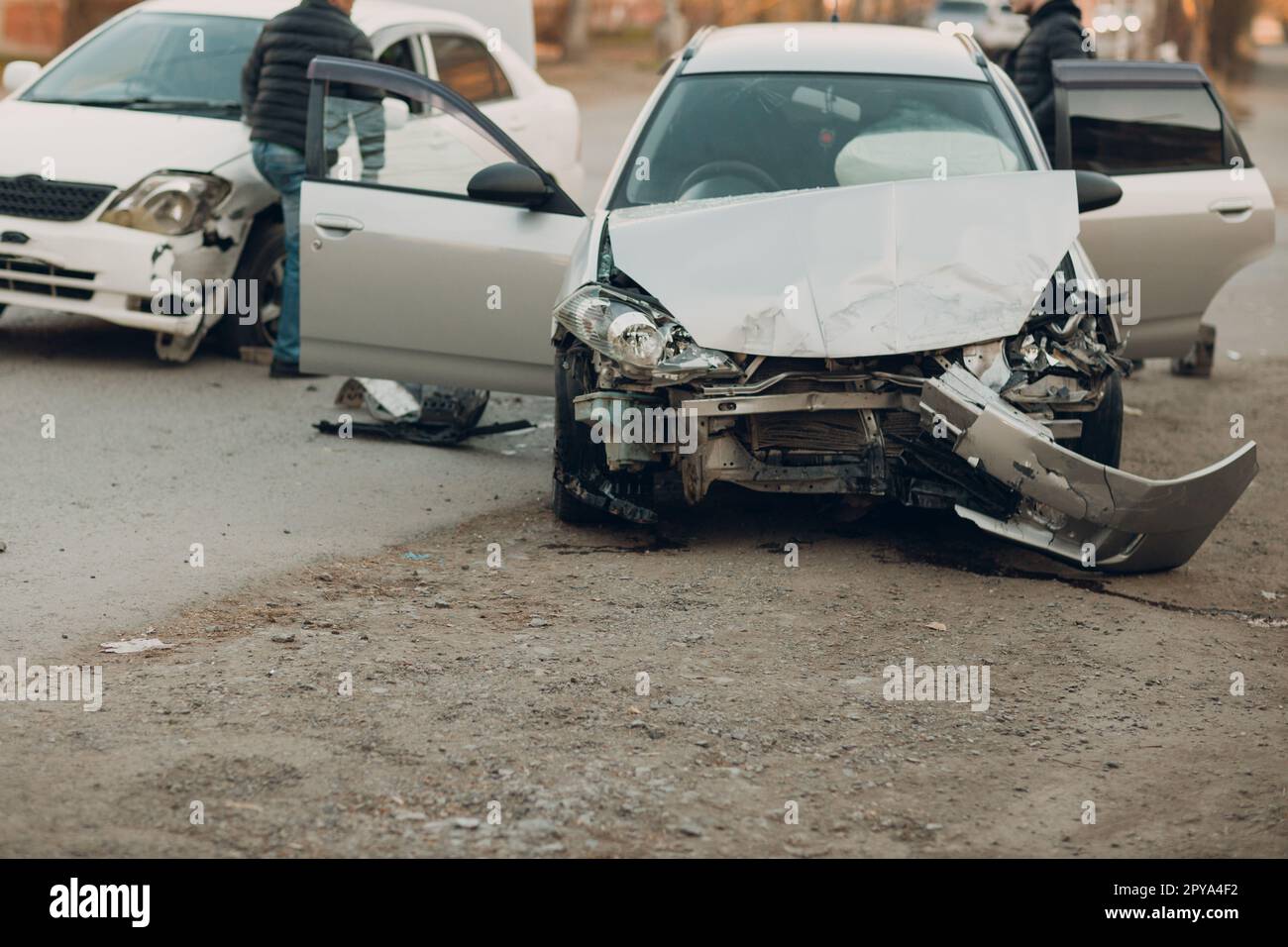 Car crash accident damage wreck vehicle in city street traffic Stock ...