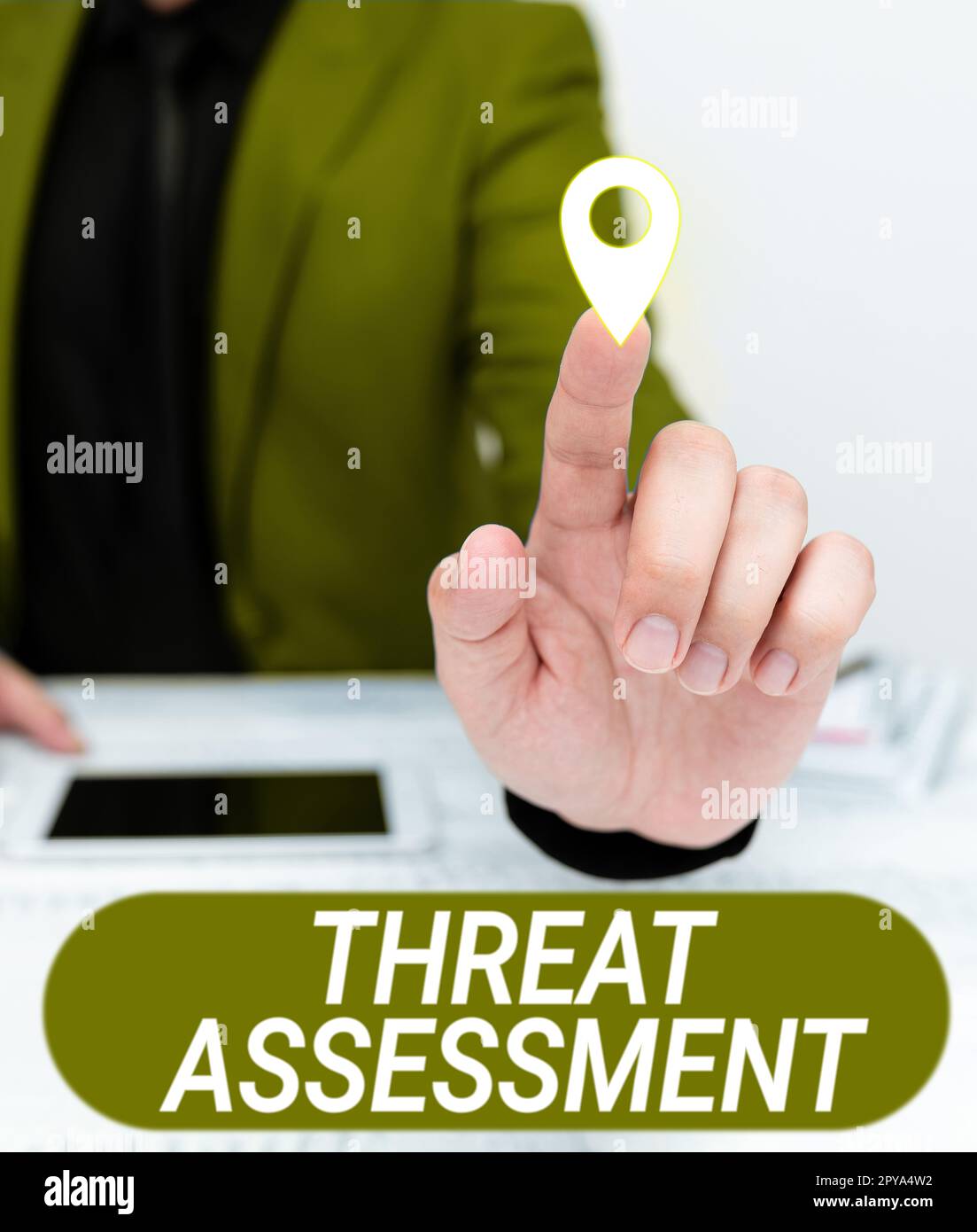Conceptual caption Threat Assessment. Business idea determining the ...