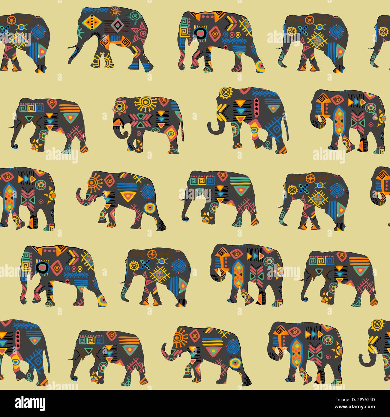 Colorful Tribal Pattern Elephant
