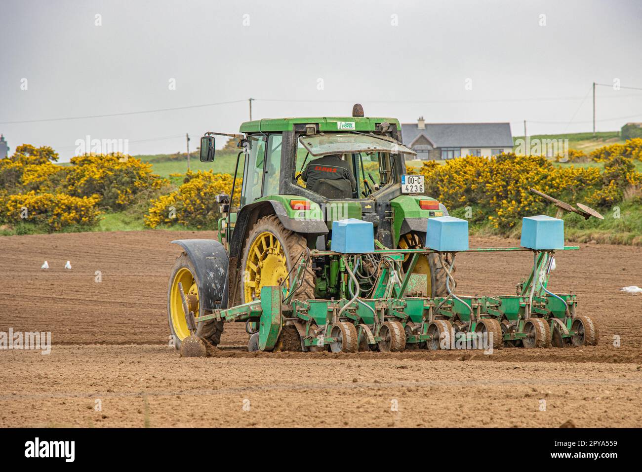 row beet seeder planting beet near Butlerstown, Co. Cork Stock Photo ...