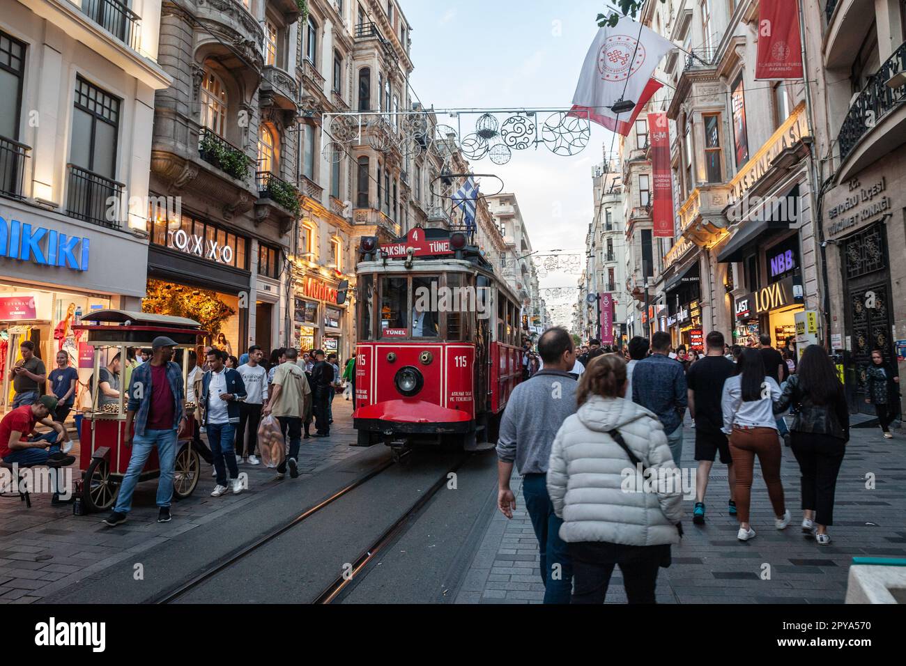 Picture of a populous crowd walking on the pedestrian street of ...