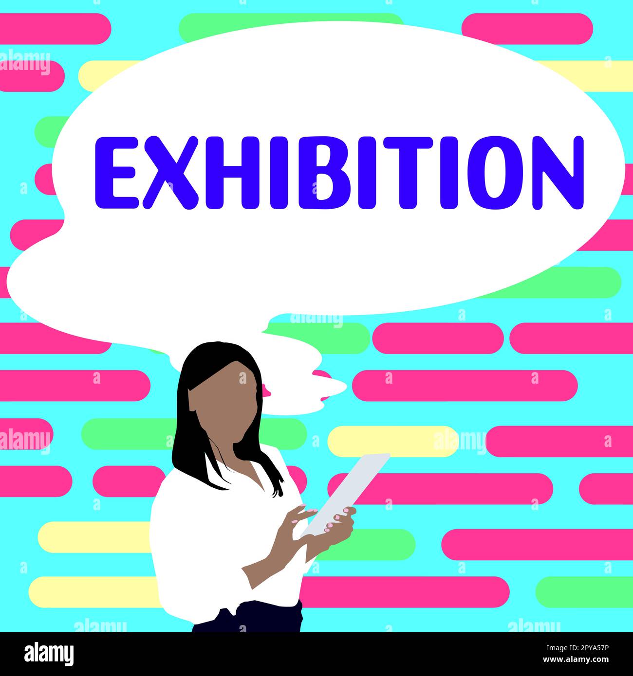 Conceptual display Exhibition. Business showcase and act of exposing ...