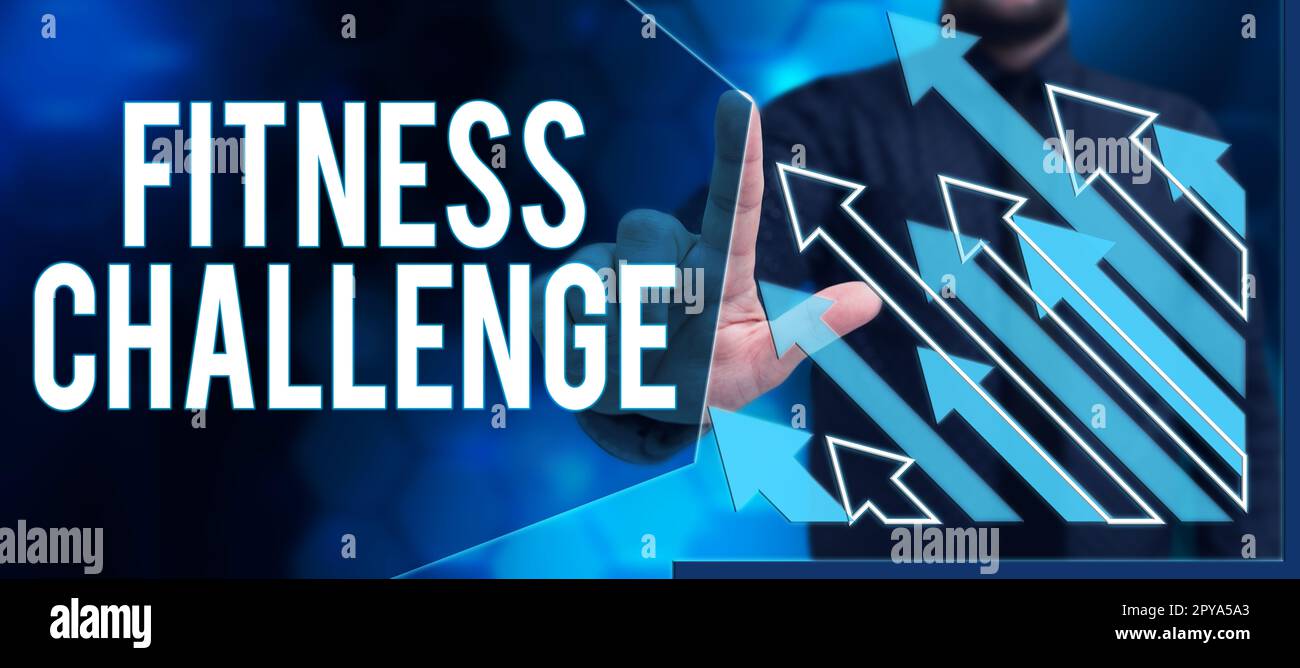 Hand writing sign Fitness Challenge. Internet Concept condition of ...