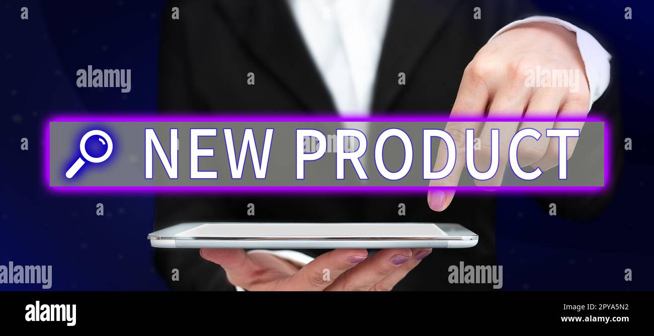 Text caption presenting New Product. Word Written on goods and services ...