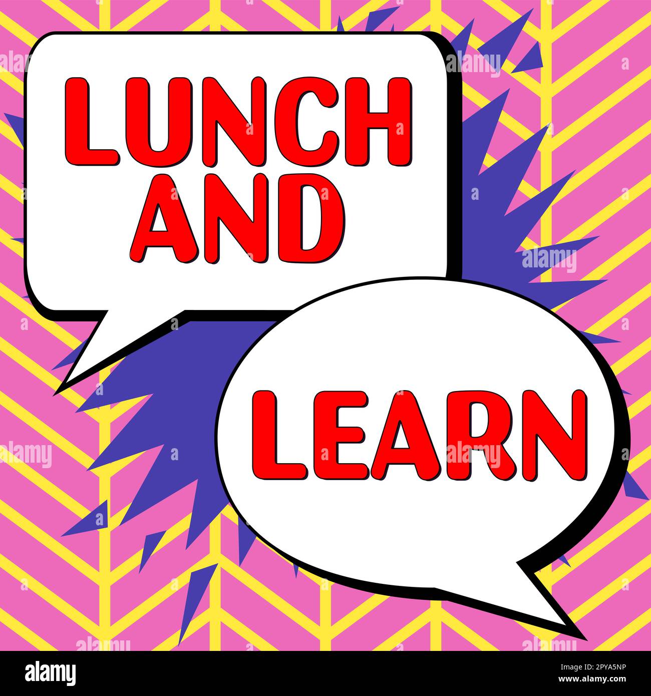 Hand writing sign Lunch And Learn. Business concept Have meal and study ...
