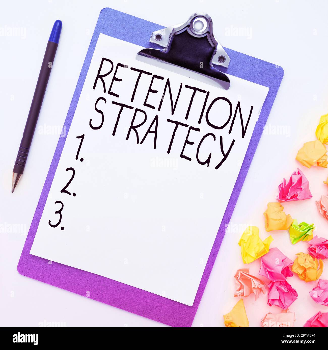 Hand writing sign Retention Strategy. Word for activities to reduce ...