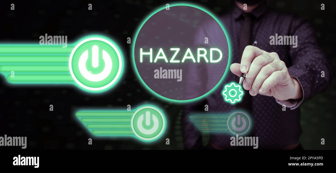 Sign displaying Hazard, Internet Concept account or statement ... Sign displaying Hazard, Internet Concept account or statement ...