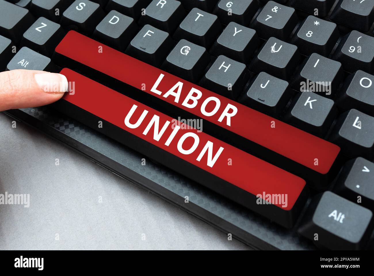 Sign displaying Labor Union. Business idea rules relating to rights and ...