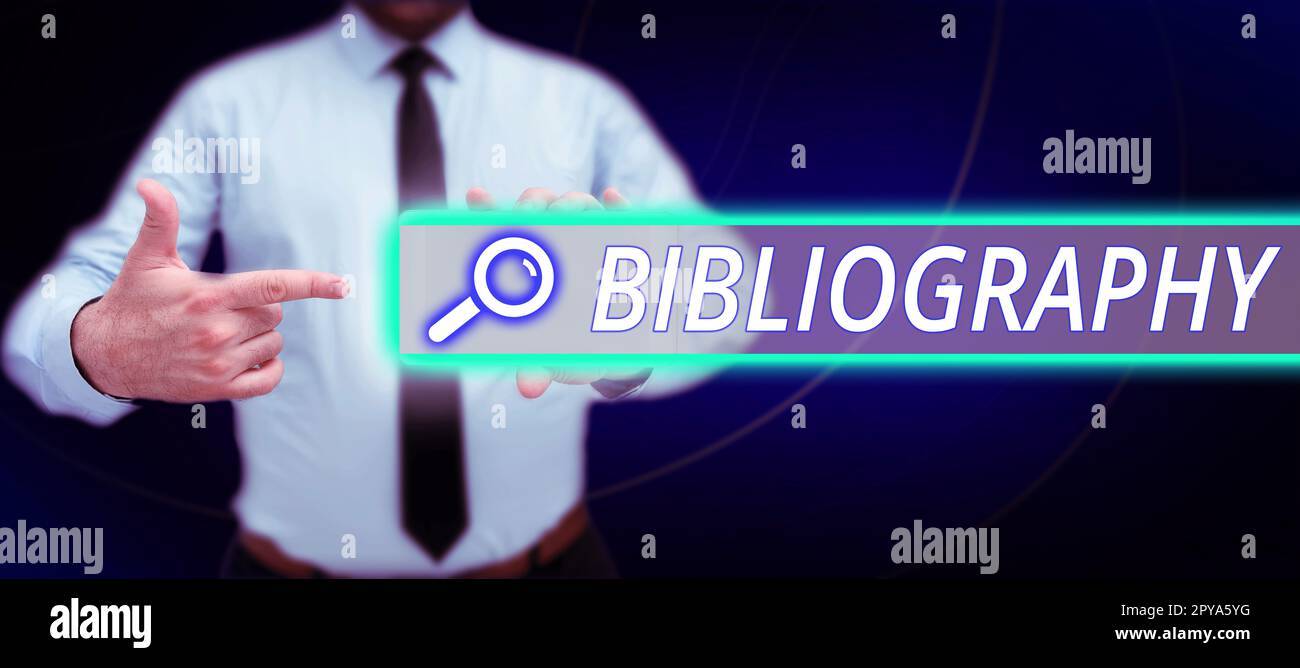 Writing displaying text Bibliography. Concept meaning a list of ...