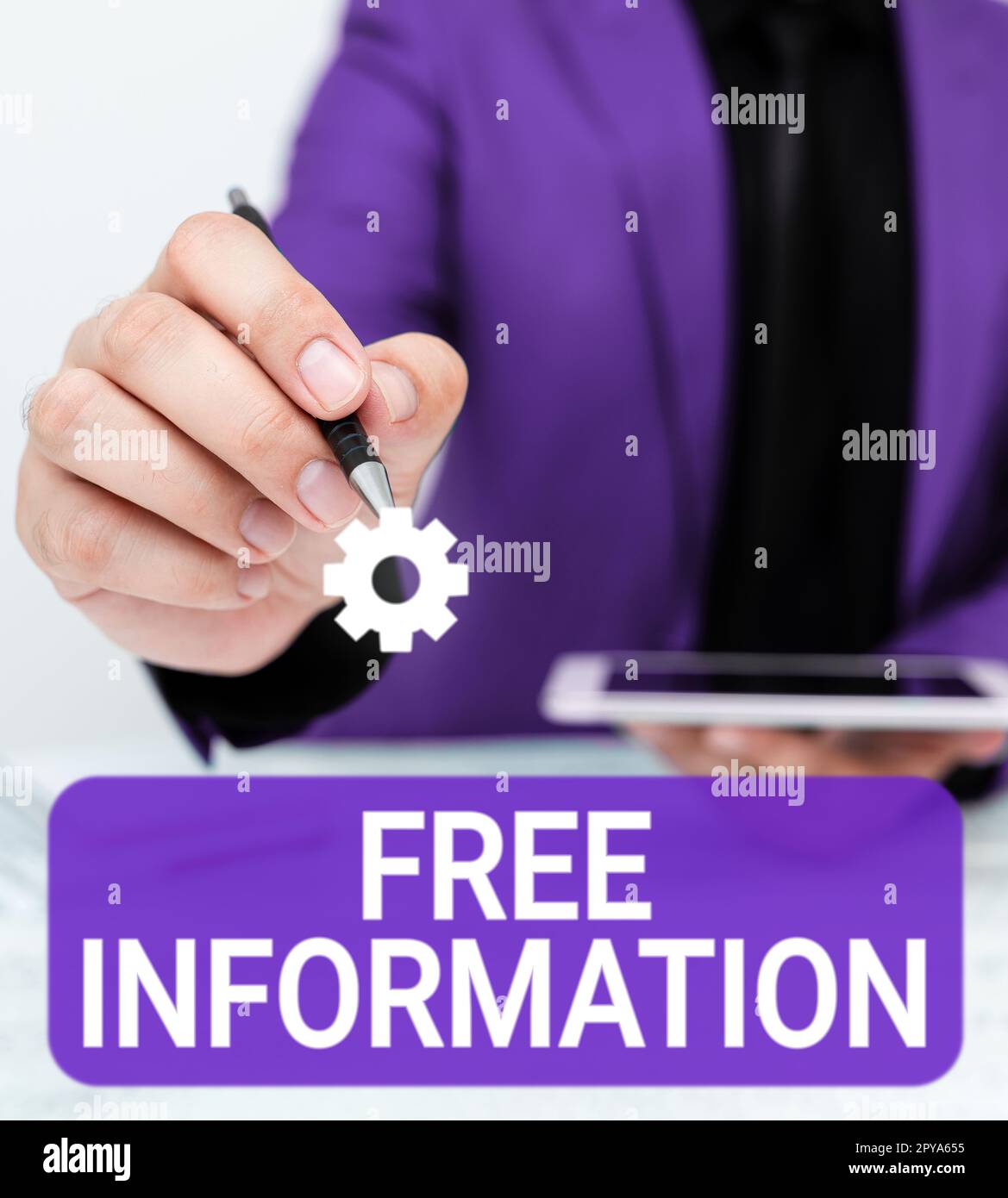 Hand writing sign Free Information. Word for knowledge obtained from ...