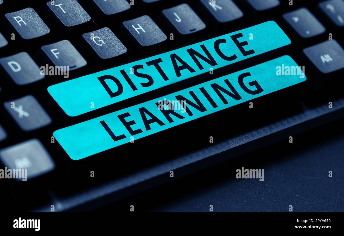 Text showing inspiration Distance Learning. Business overview ...