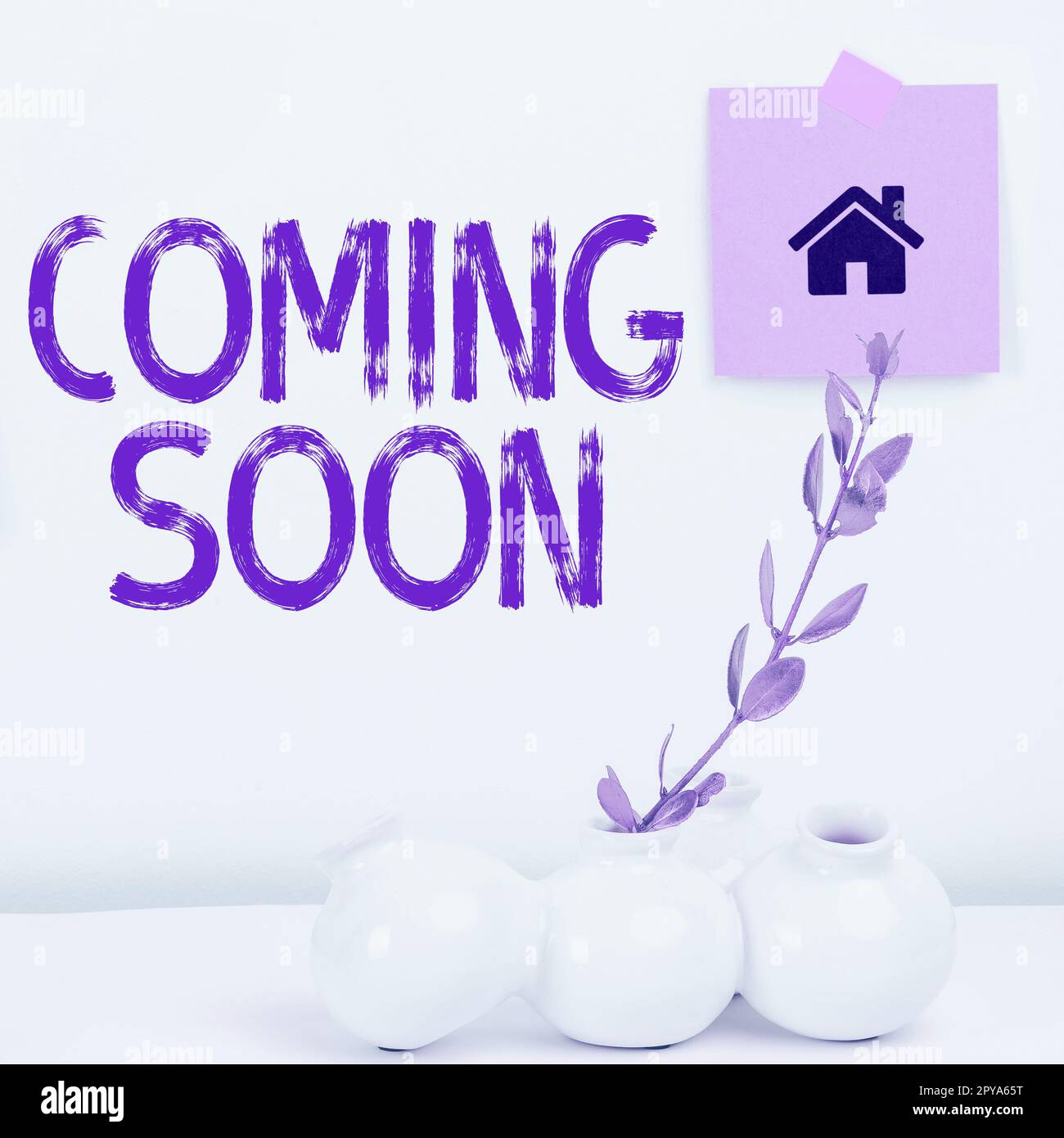 Hand writing sign Coming Soon. Business showcase something is going to ...