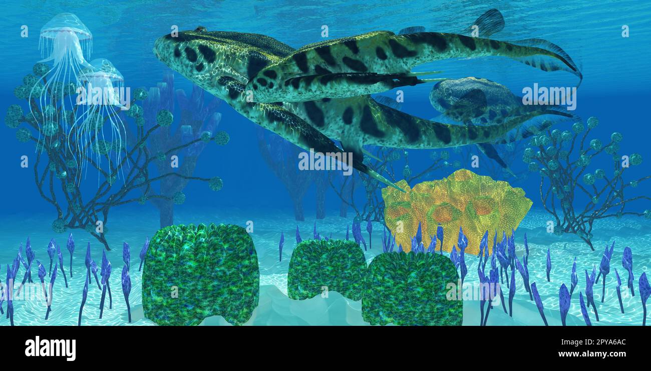 Bothriolepis was a carnivorous marine fish that lived in the waters of ...