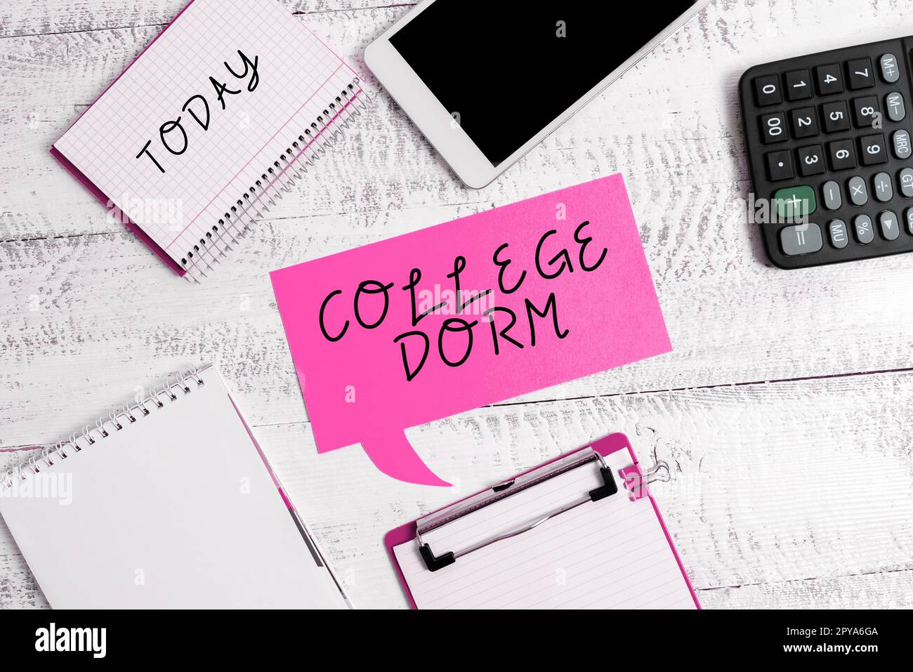 Writing displaying text College Dorm. Word for residence hall providing ...