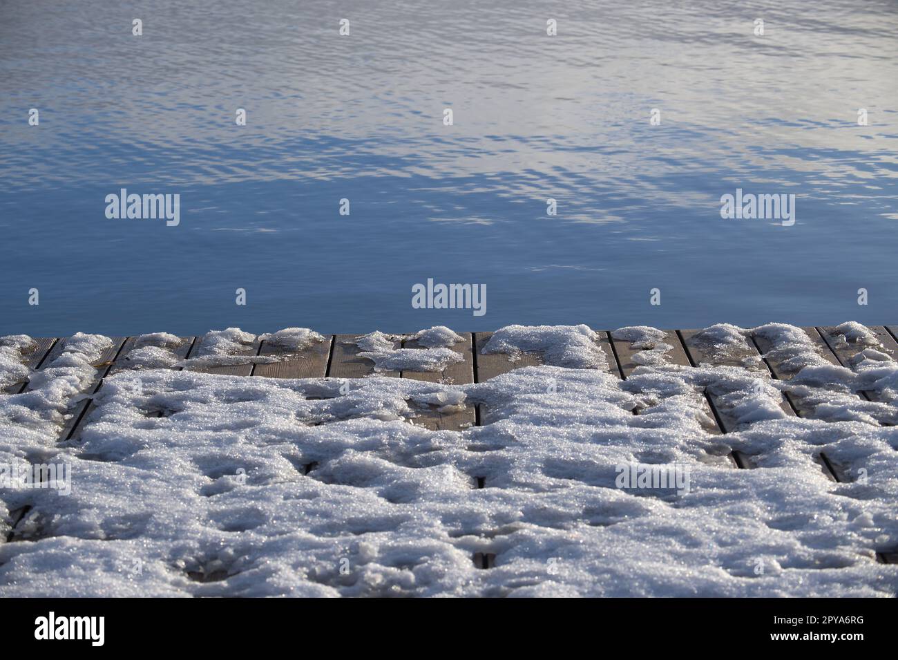 Wood texture of a pier with snow hi-res stock photography and images ...