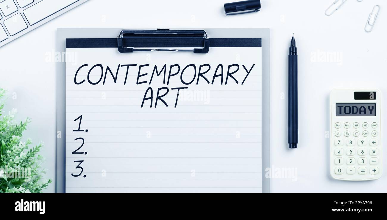 Text showing inspiration Contemporary Art. Business concept made today ...