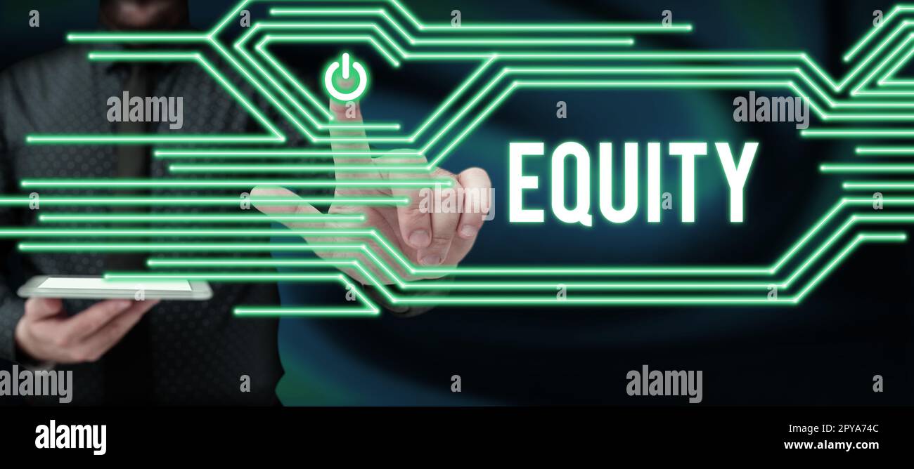 Conceptual display Equity. Conceptual photo quality of being fair and ...