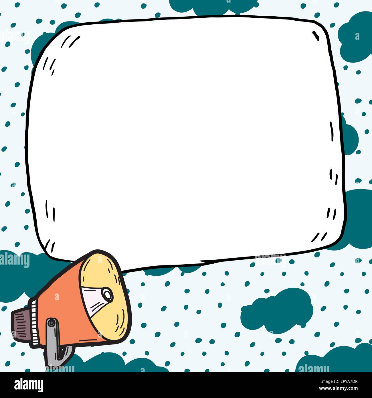 Megaphone presenting important information. Vector drawing illustration ...