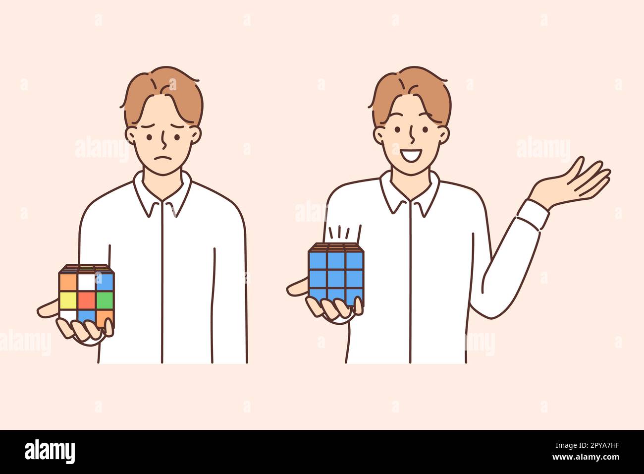 Boy solving puzzle vector illustration hi-res stock photography and images - Alamy